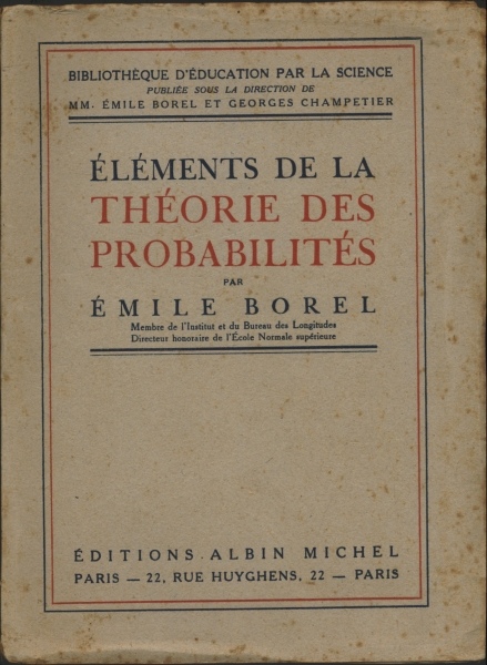 Elements de la Theorie des Probabilites - Emile Borel - Traça Livraria ... Elements de la Theorie des Probabilites - Emile Borel - Traça Livraria ...